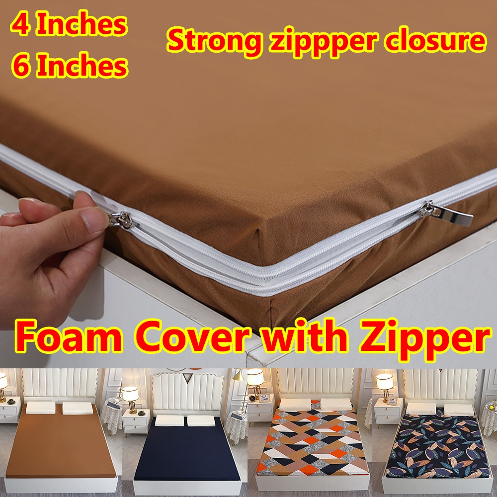 Plain Foam Cover with Zipper 4 Inches 6 Inches Bed Sheet with Zipper ...