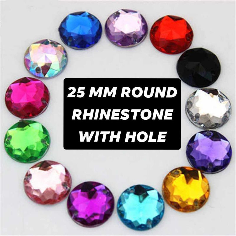 25mm round rhinestone with hole by 10 pieces | Shopee Philippines
