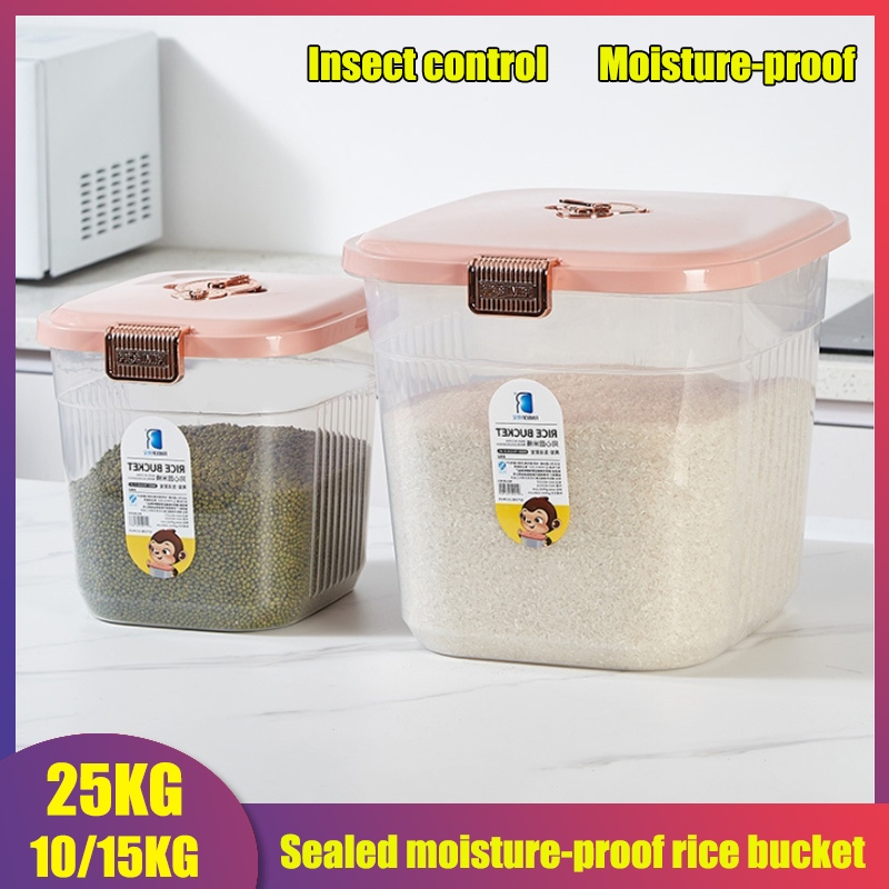 Household large capacity rice bucket 25kg rice dispenser sealed rice ...