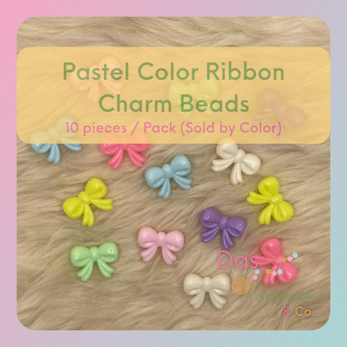 DH&C Pastel Color Ribbon Charm Beads 20mm Sold by per color / 10 pcs ...