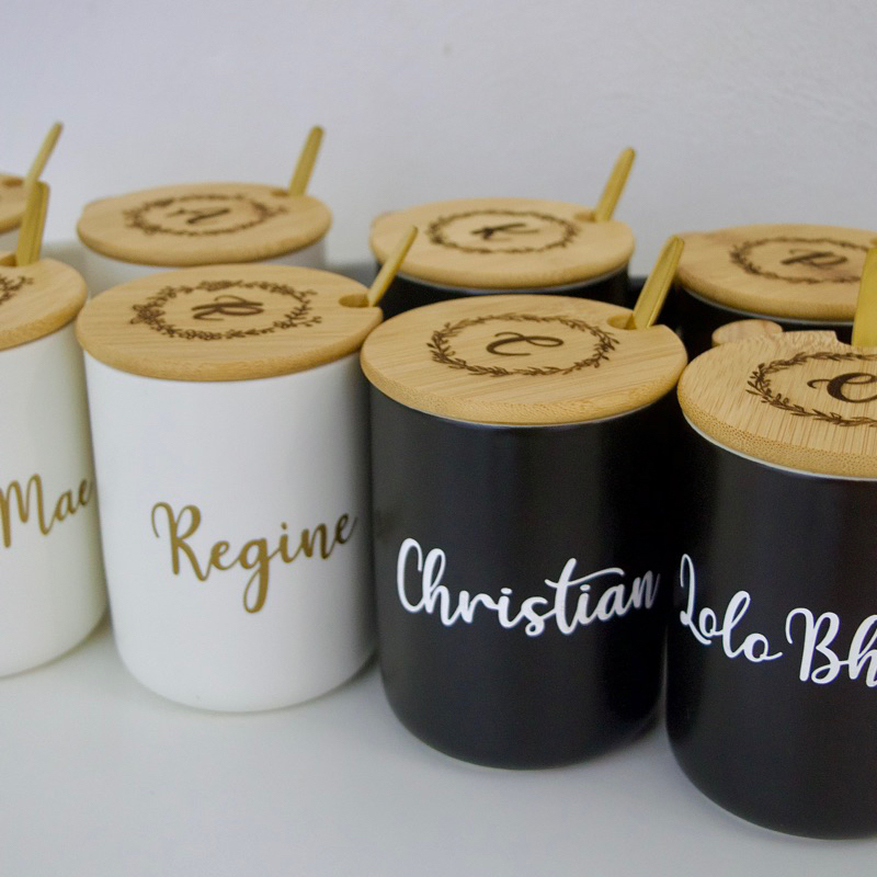 PERSONALIZED nordic style coffee mug with bamboo lid. | Shopee Philippines