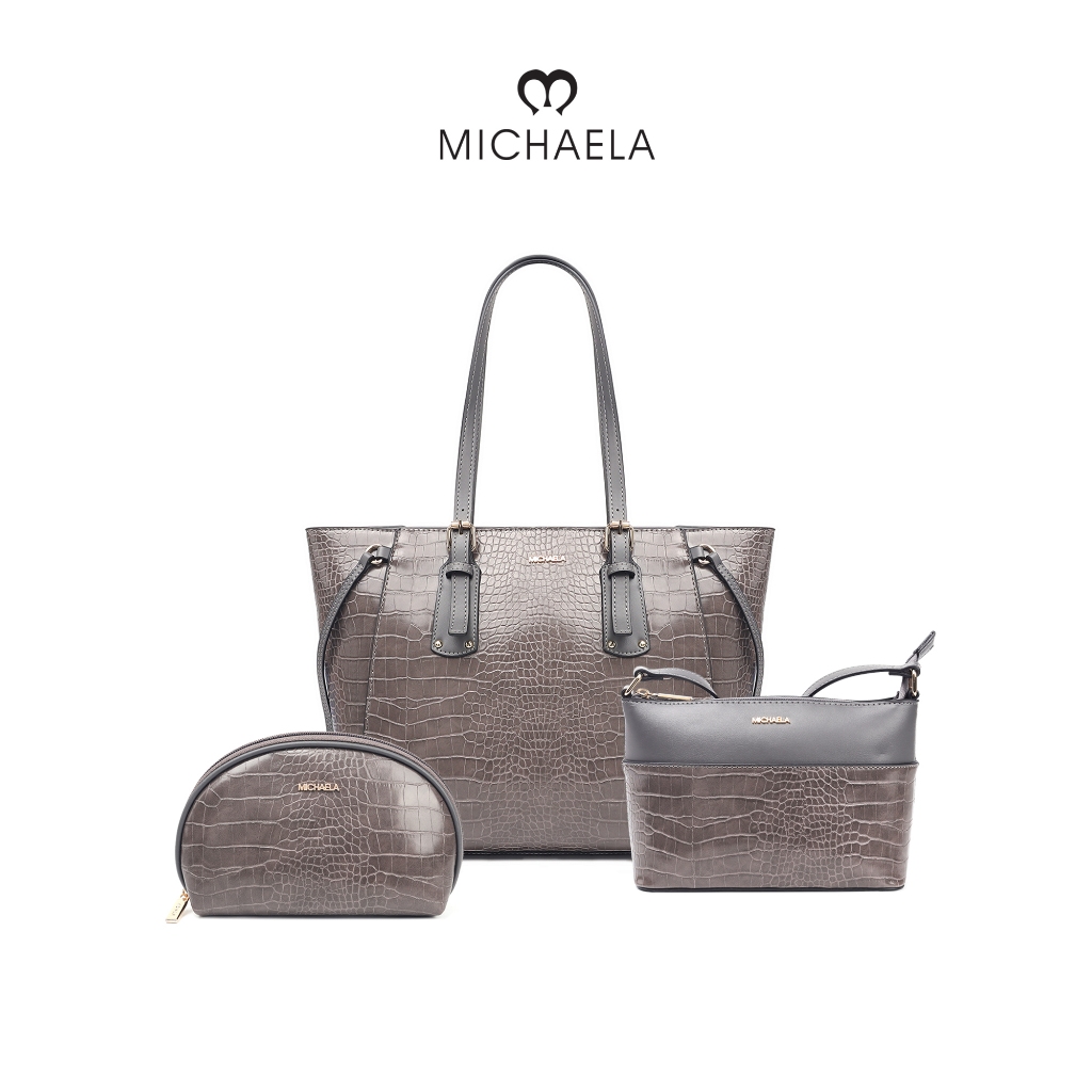 MICHAELA Crocodile Tote Bag Set 3 PCS Large Shoulder Bag Roomy ...