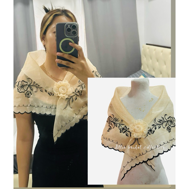 Modern Alampay embroidery with free hand made brooch | Shopee Philippines