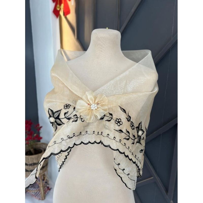Filipiniana Alampay with Hand made Brooch | Shopee Philippines