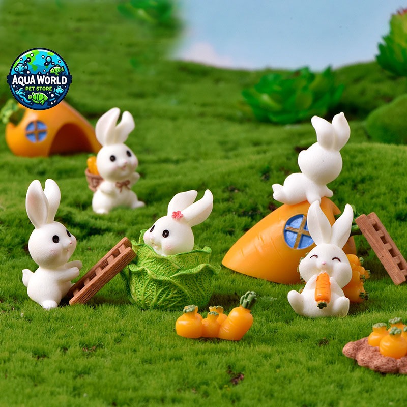 Aquarium decoration rabbit simulation mini rabbit miniature landscaping ...