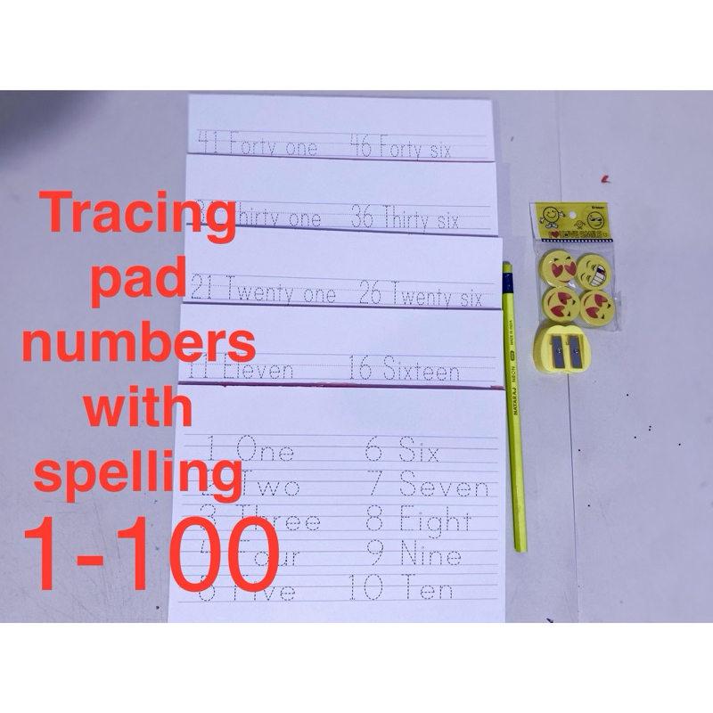tracing pad numbers with spelling 1-100 30 pages | Shopee Philippines