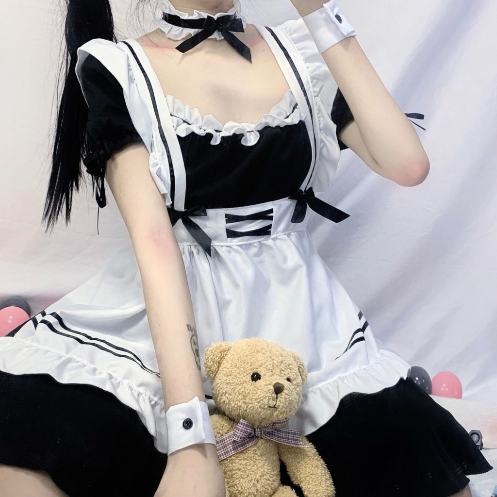Full Set Lolita Dress Maid Outfit for Women Girl Maid Costume Lolita ...