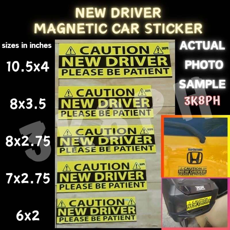 Magnetic Car Stickers CAUTION | New Driver, Student Driver, Female ...