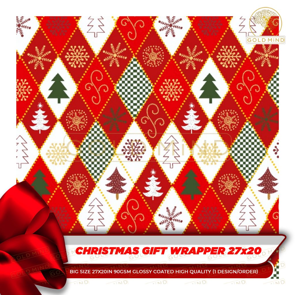 Christmas Gift Wrapper Big Size 27x20in 90GSM Glossy Coated High ...
