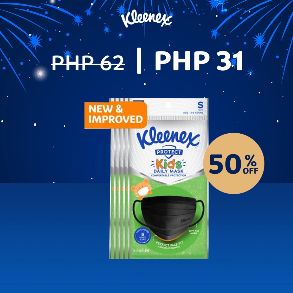 Kleenex Protect KIDS Daily Face Mask (Small) x 5 packs (15 masks ...
