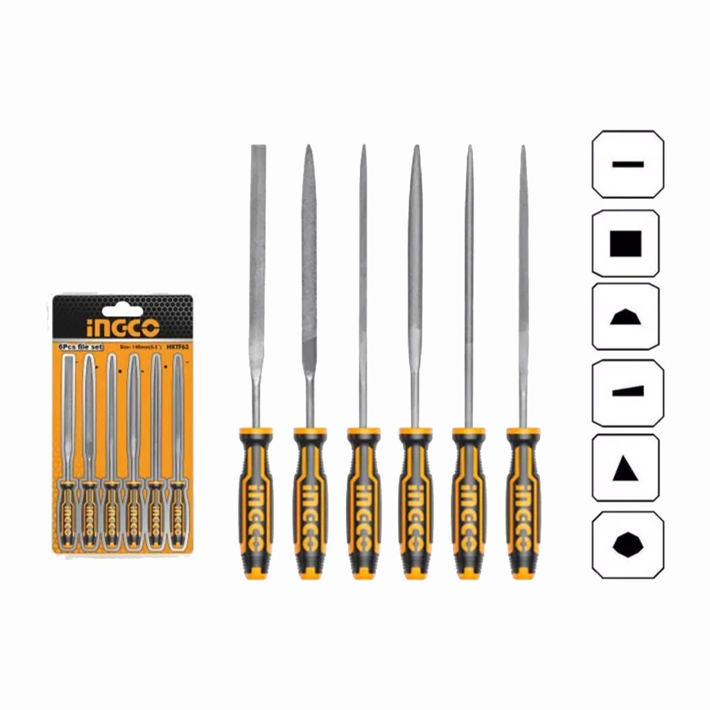 Ingco 6PCS File Set 140MM Mini Needle File Set Hardened Alloy Strength ...