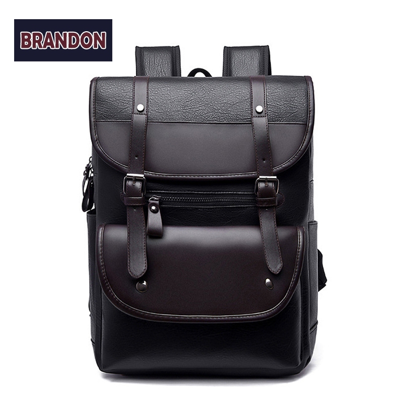 Waterproof PU Leather Backpack for Travel Men Large Capacity SchoolBag ...