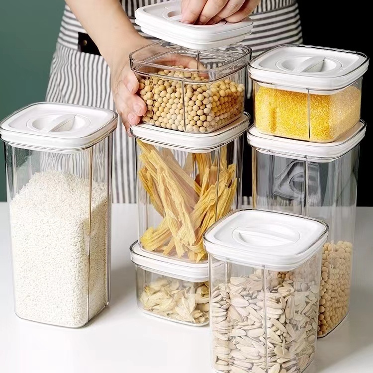 Food Storage Organizer Airtight Container with Cover Keep Fresh Clear ...