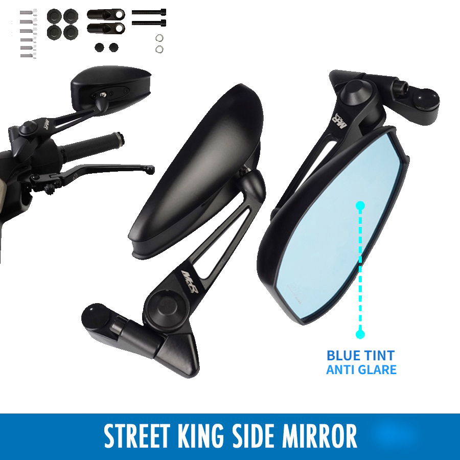 Motorcycle Side Mirror Adjustable Blue Lens Universal Made IN Thailand ...