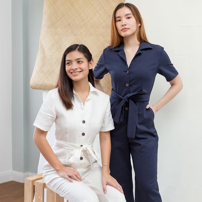 Hey Riley Charlie Stylish Comfortable Buttoned Jumpsuit with Belt Sash ...