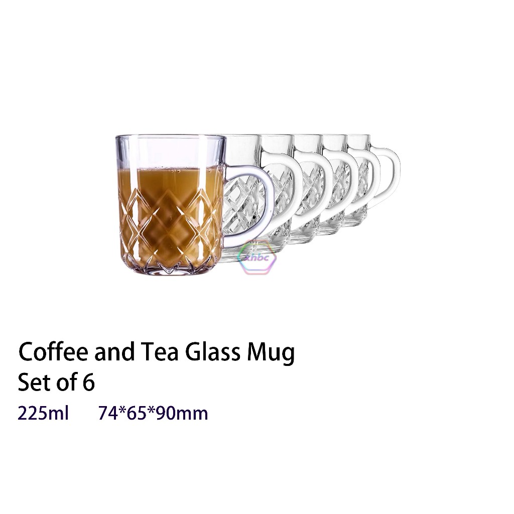 Glass cup flower tea cup coffee mug hot drink cup handle cup (1pcs ...