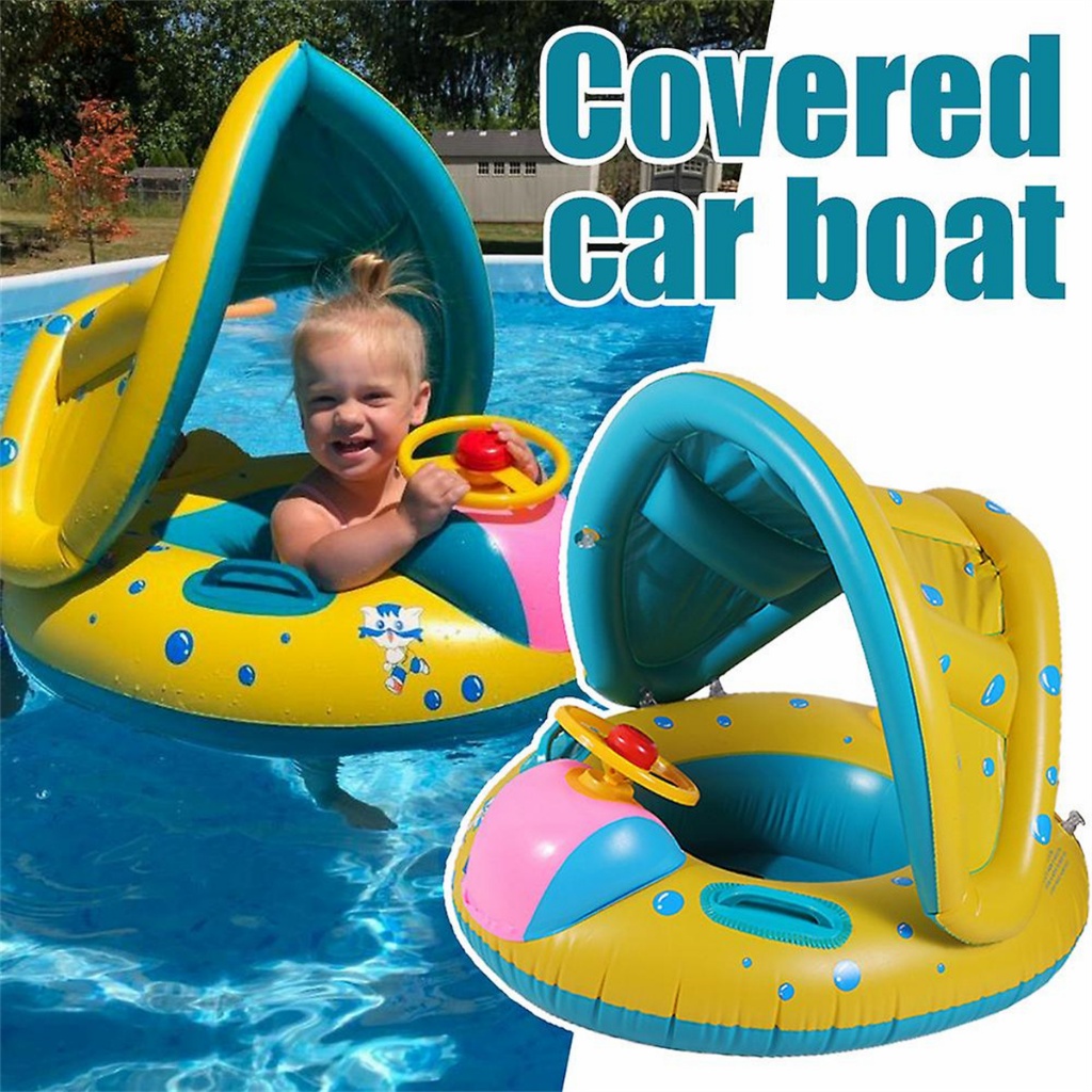 Inflatable Baby Swim Ring Seat Floating Sun Shade Outdoor Swimming Pool ...