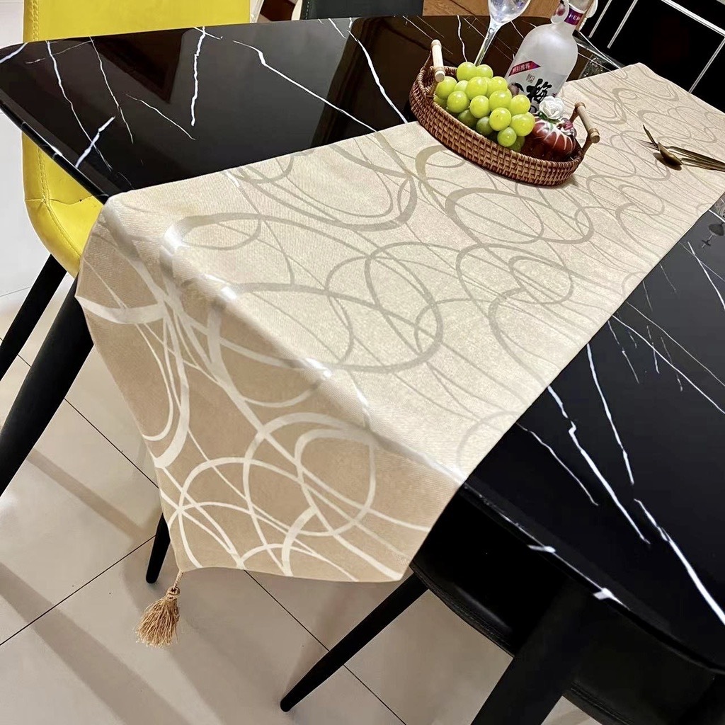 Table Runner 4/6/8 seater Cotton Weave Linen Washable New Style Gold ...