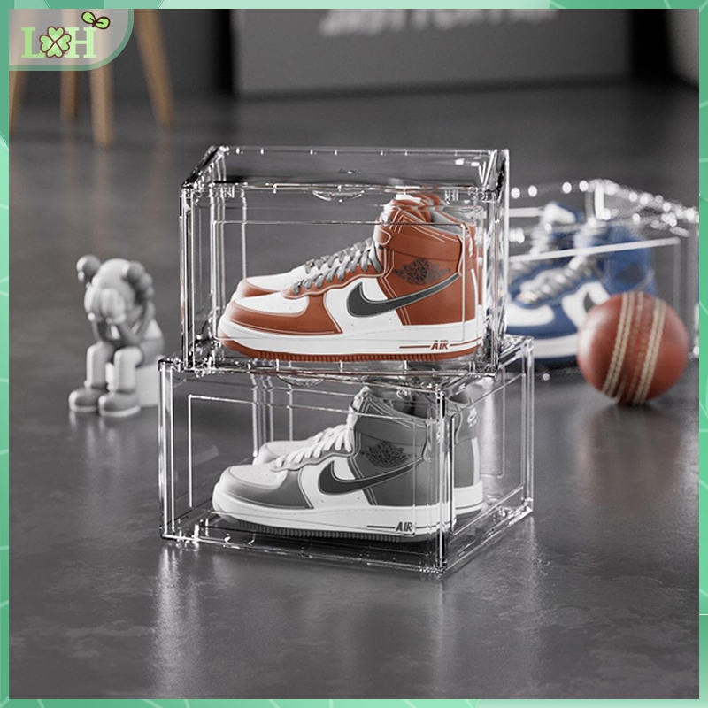 Transparent Magnetic Large Space Acrylic Shoe Box AJ Sneaker Shoes Rack ...