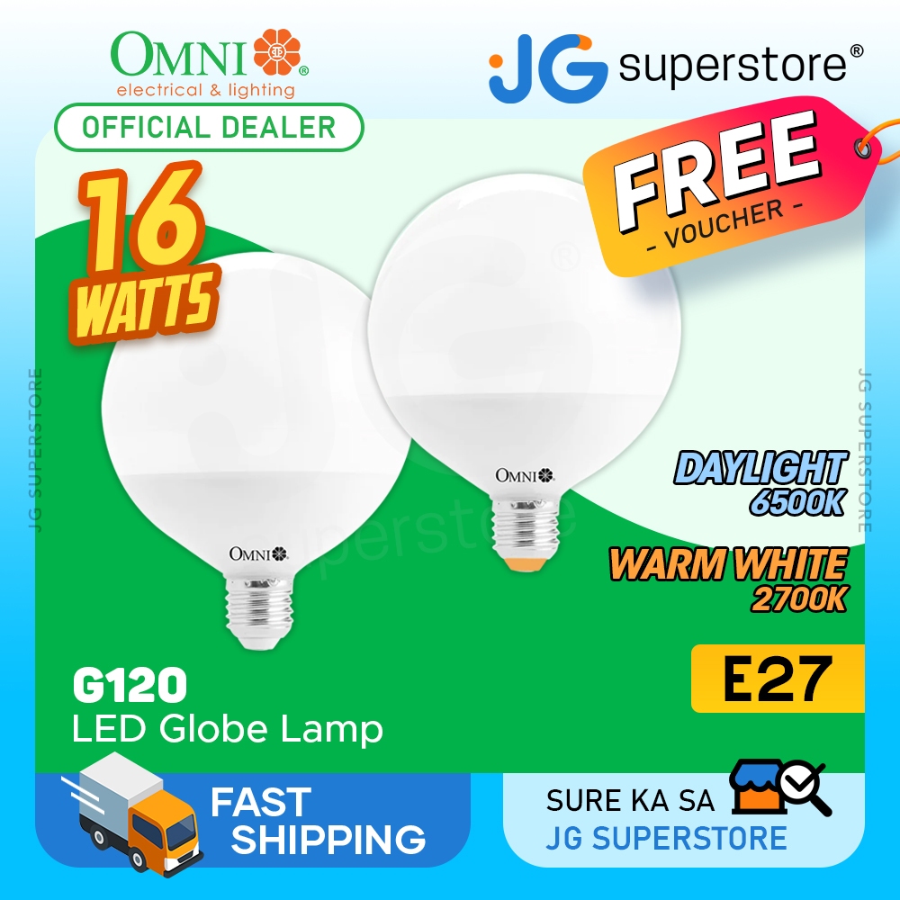 OMNI LED Lite G120 Globe Lamp 16W 220V E27 Base w/ 6500K/2700K Daylight ...