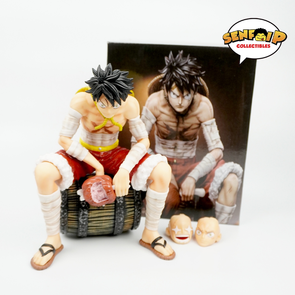 HQKO Anime One Piece Monkey D. Luffy Action Figure Sitting Eat Meat ...