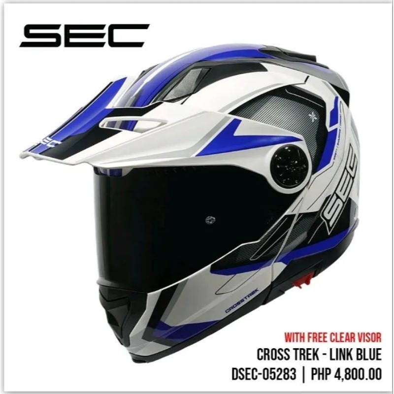 Sec Helmet Cross Trek Dual Visor Modular link blue | Shopee Philippines