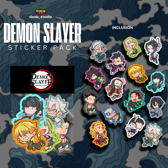 Demon Slayer Sticker Pack (15pcs) Waterproof, Vinyl and laminated ...