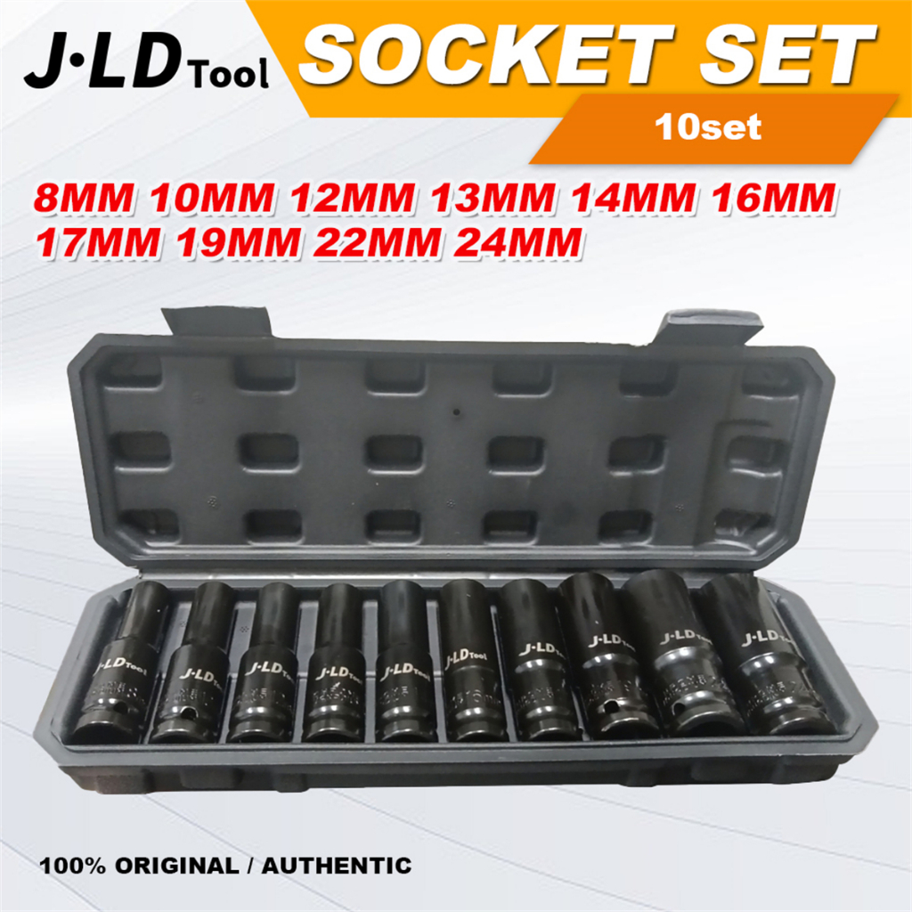 JLD 10PCS Socket Set 1/2 Socket Wrench Set Heavy Duty 8MM Deep Socket Wrench Set 24MM Impact ...