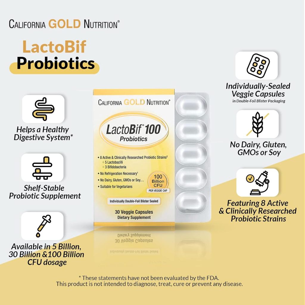 California Gold Nutrition, LactoBif Probiotics 5/30/65/100 Billion CFU ...