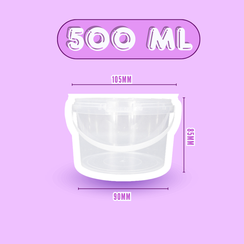 ON HAND 500ml/750ml/1000ml Round Clear Plastic Bucket Container With ...