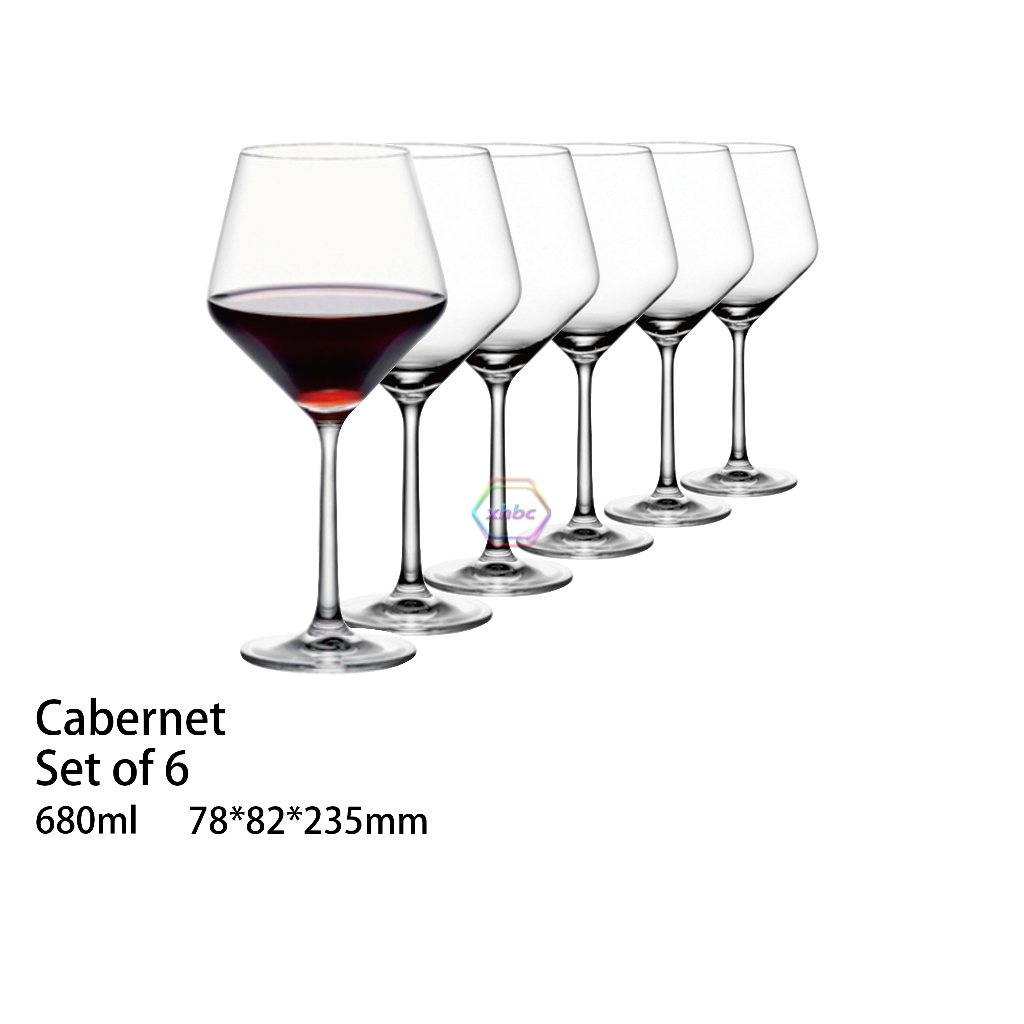 680ml Glassware Lead-free crystal Goblet glass wine glass set 6pcs ...