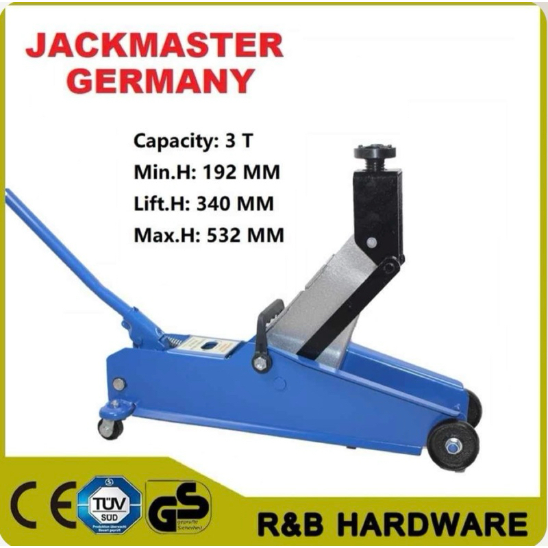 HYDRAULIC FLOOR JACK 3 TONS ( CROCODILE JACK ) JACKMASTER GERMANY HEAVY ...