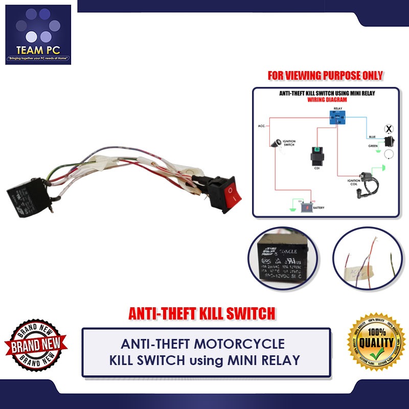 TEAM PC ANTI-THEFT MOTORCYCLE KILL SWITCH using MINI RELAY | Shopee ...
