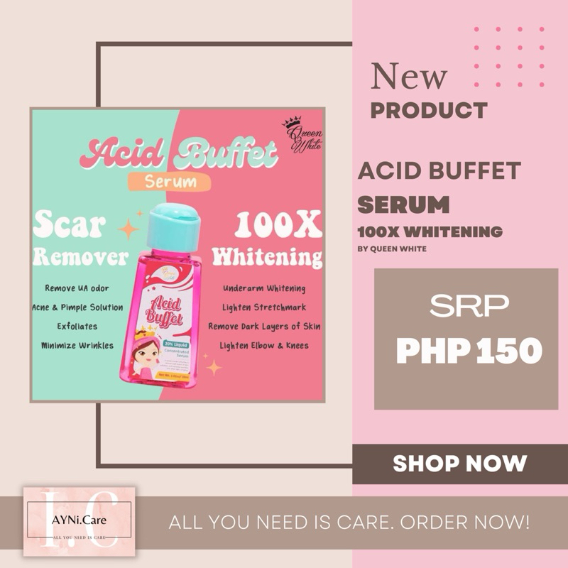 QUEEN WHITE ACID BUFFET SERUM 10X WHITENING AHA SERUM | Shopee Philippines