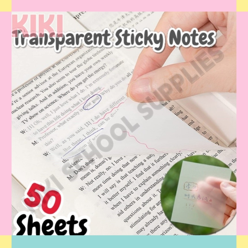 KK 50 Sheets Transparent Sticky Notes Waterproof Sticky Memo Weekly ...