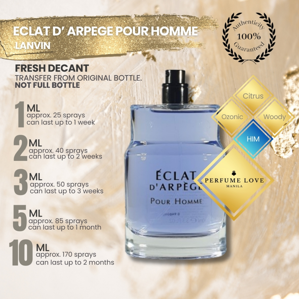 PERFUME DECANT Lanvi n Eclat d'Arpege pour homme | Shopee Philippines