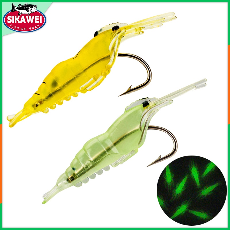 Soft Shrimp Bait Luminous Artificial Worm Fishing Lure With Hook ...