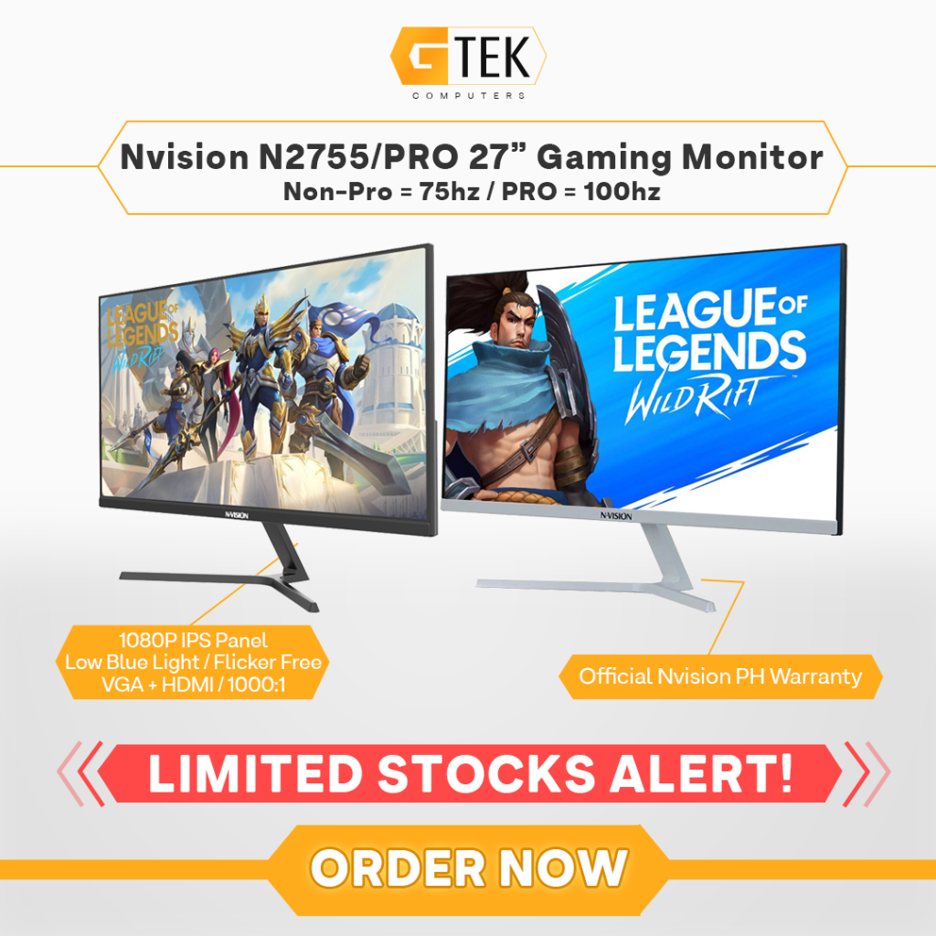 Nvision N2755 75hz / N2755-PRO 100hz 27" 1080P IPS Gaming Monitor ...