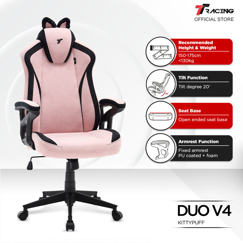 TTRacing Duo V4 KittyPuff BunnyBliss Gaming Ergonomics Chair Home ...