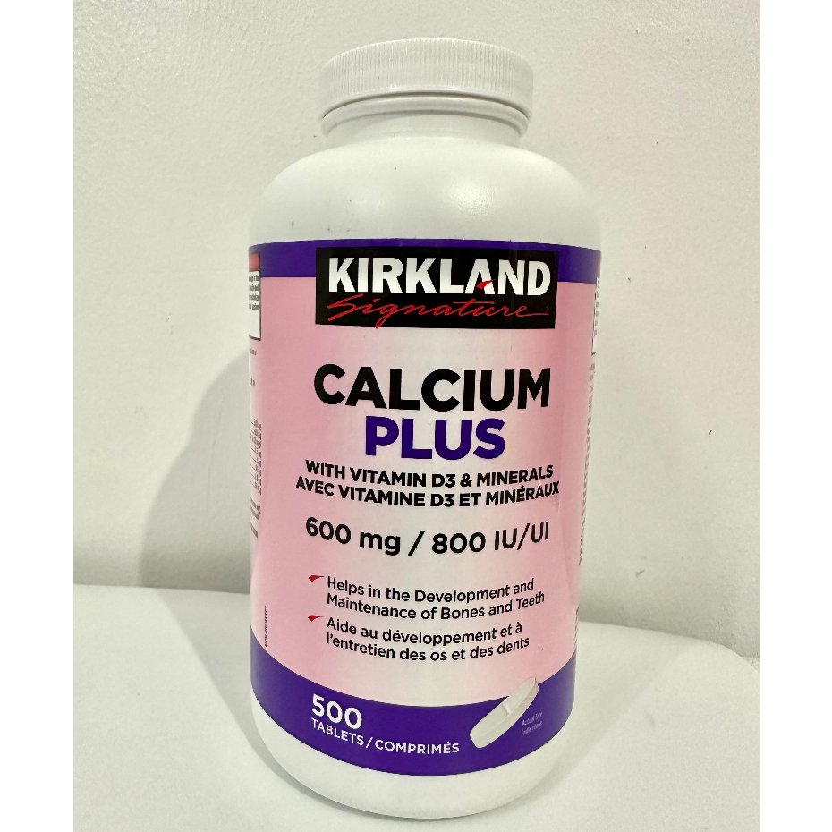 Kirkland Calcium Plus Vitamin D3 & Minerals 600 mg 800 IU, 500 Tablets ...