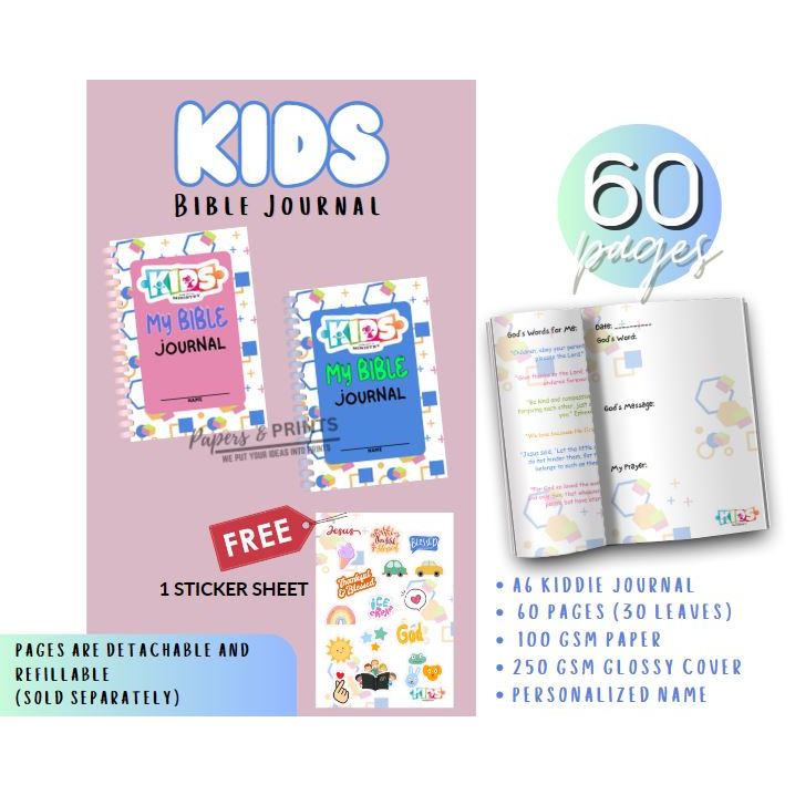 KIDS BIBLE JOURNAL | 60-PAGE | BIBLE VERSES, JOURNAL, NOTES AND DOODLES ...