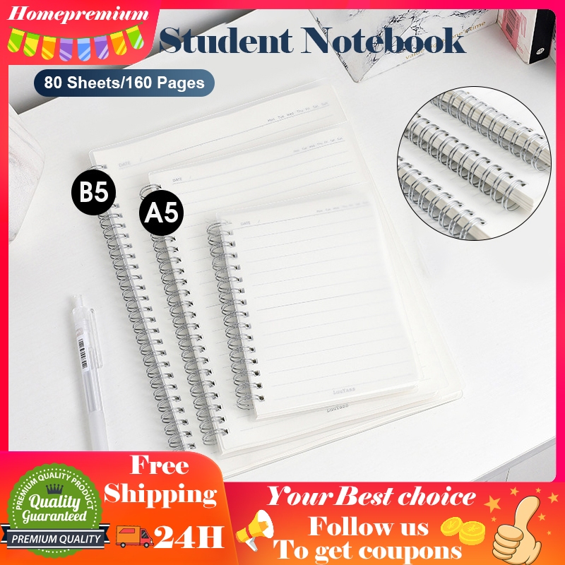 80 Sheets A5/B5 Coil Notebook Spiral Notebook Spring Horizontal Line ...