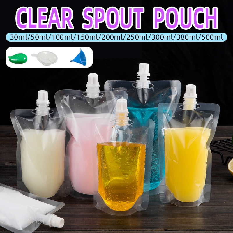 100PCS Stand up Liquid spout Pouch bag / Clear Plastic Beverage ...