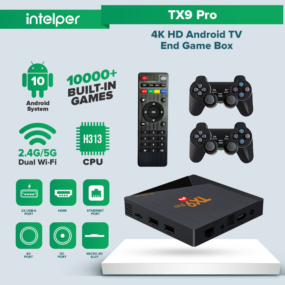 Intelper TX9 Pro 4K HD Android 10 TV Game Box 1+8GB 5G Dual WiFi 10000 ...