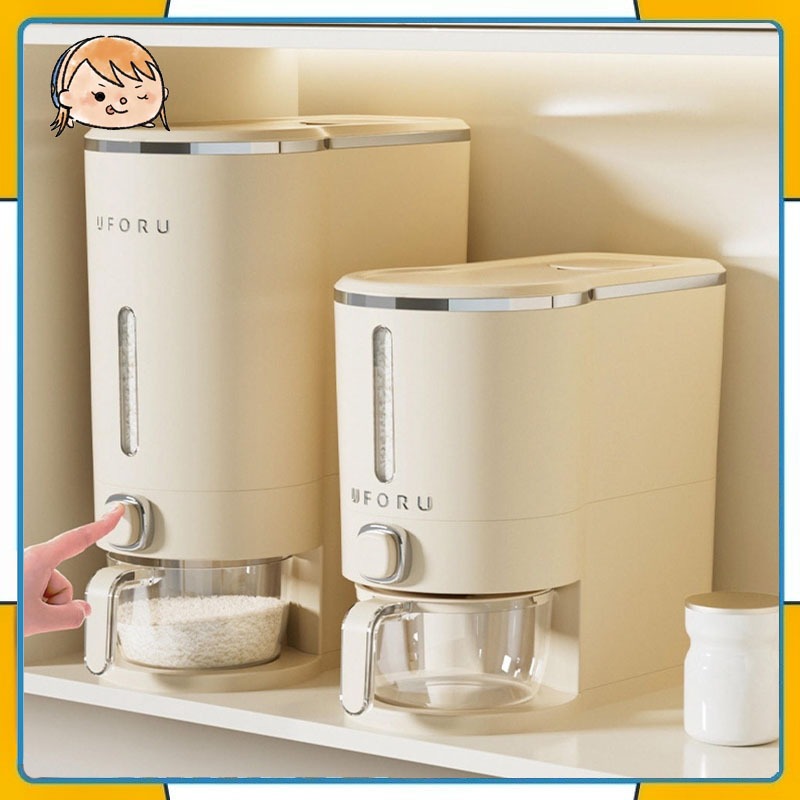 10kg Sealed Rice Bucket Grain Dispenser Storage Box Automatic Rice ...