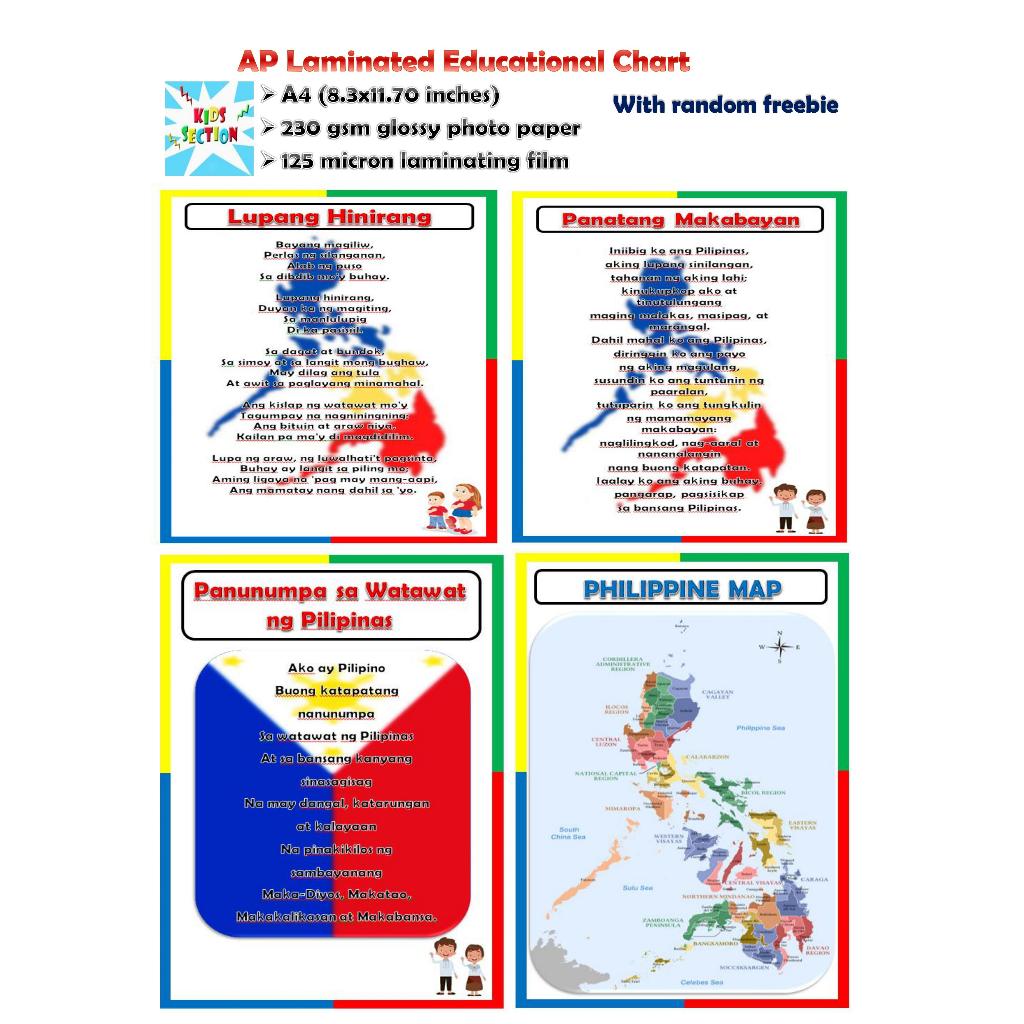 Laminated Educational Chart - AP Category - A4 - with random freebie ...