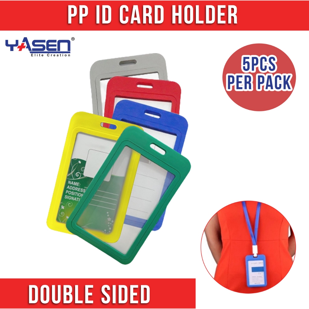Double Sided PP Card Holder (5pcs / Pack) ID Holder School Office ID Card | Shopee Philippines