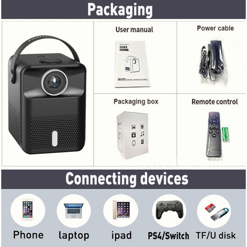 Expose 4K Smart Mini Projector for phone 999 Lumen support ios/Android ...