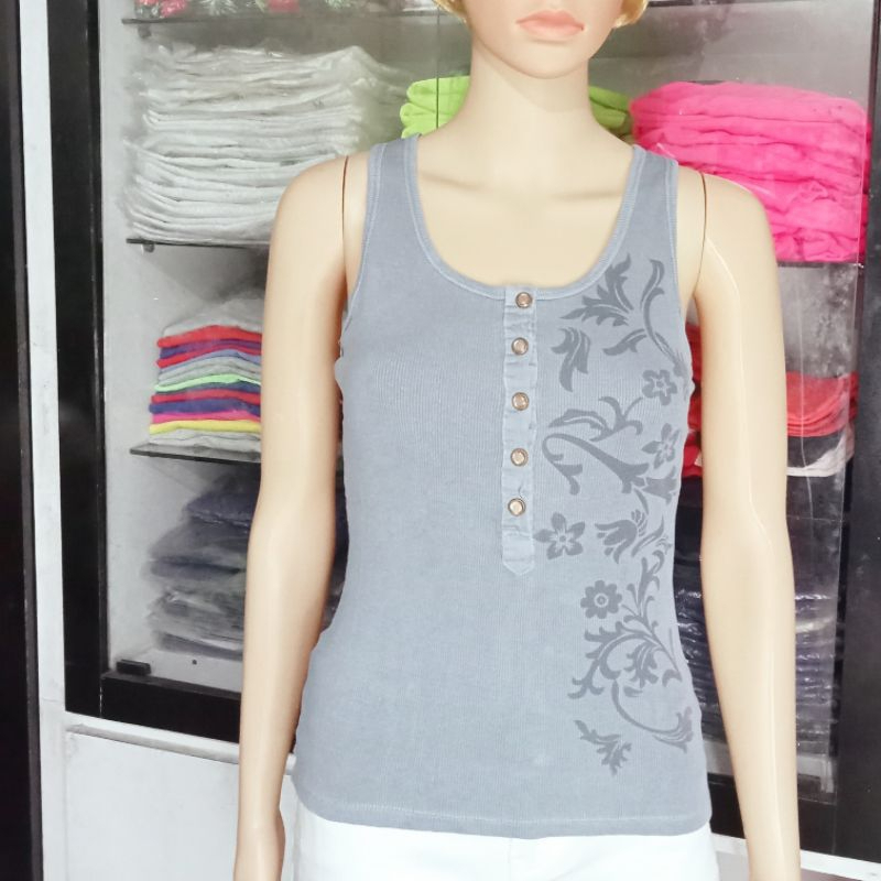 Knitted Racerback Sando with Buttons | Pambahay Sando with Print for ...