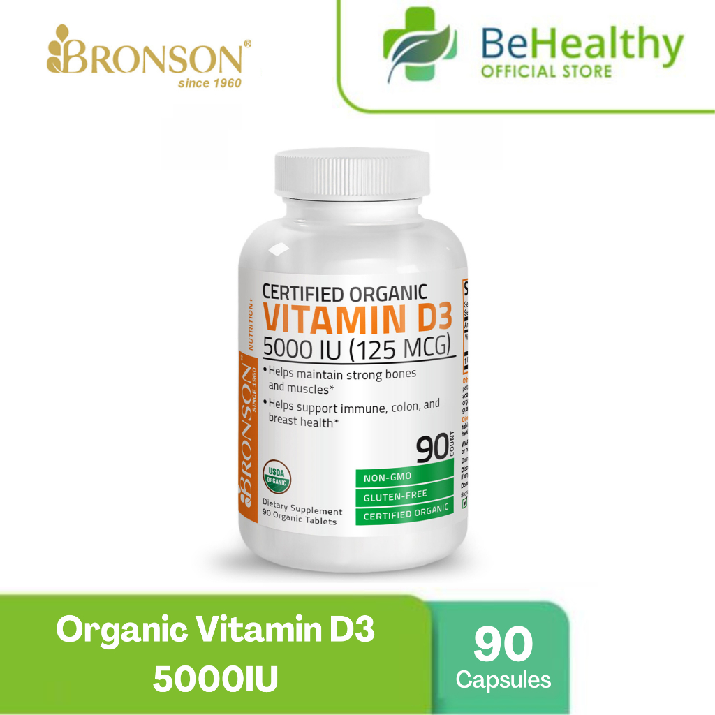 Bronson Organic Vitamin D3 5000IU (90 Organic Tablets) | Shopee Philippines